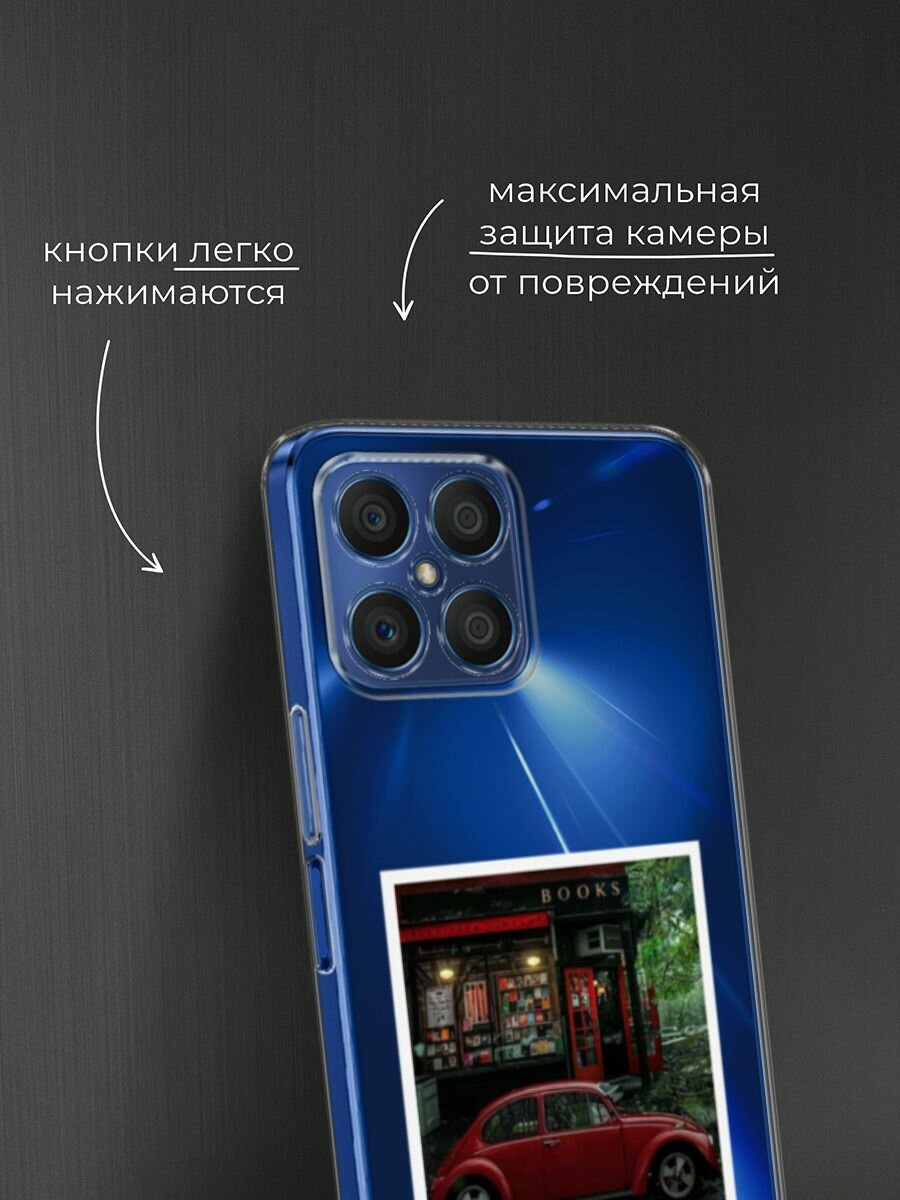 Чехол на Honor X8 / Хонор X8 с принтом Осенний палароид красный — фото 1