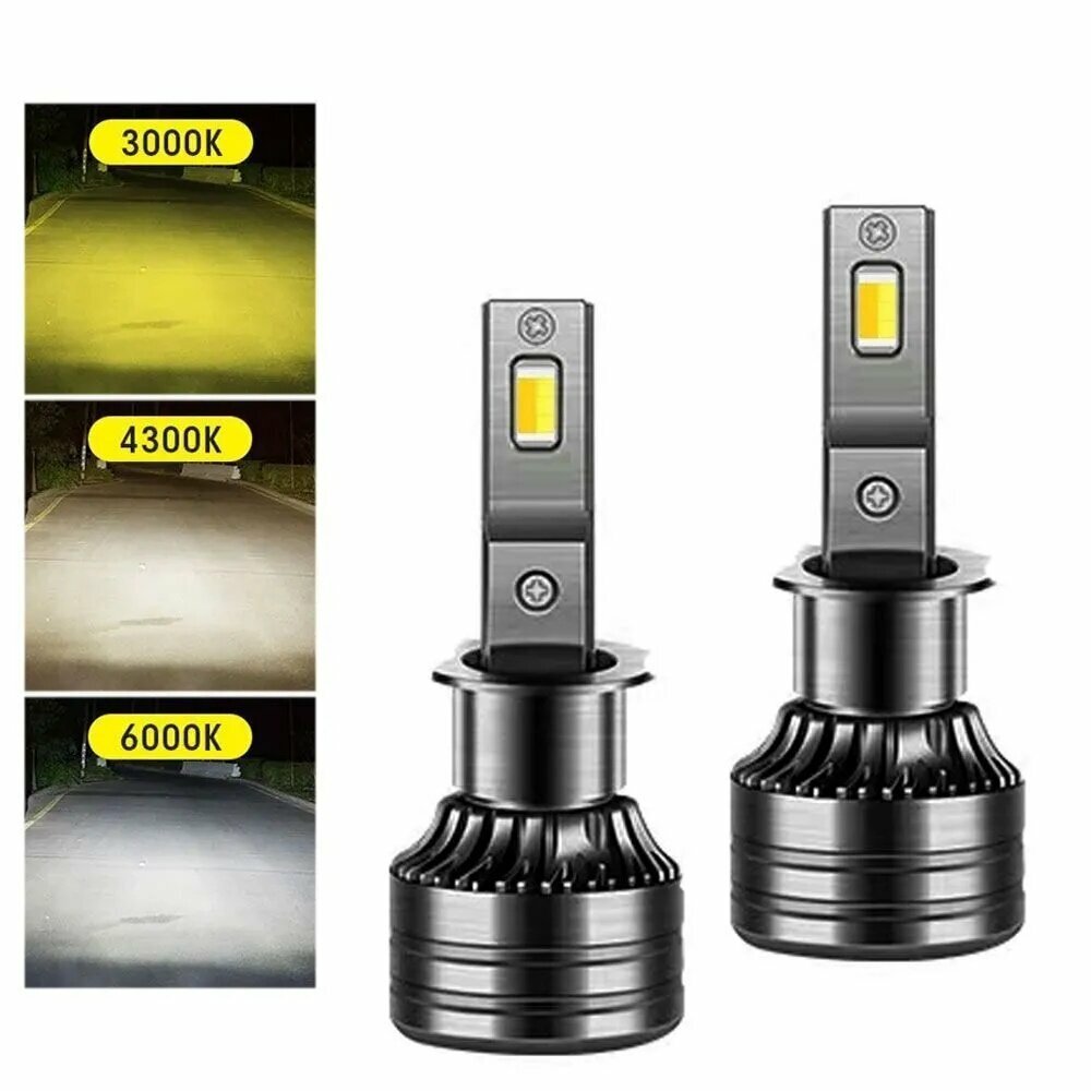 Лампа автомобильная H3, 2 шт. арт. K9 Светодиодная трехцветная переключаемая фара с вентилятором