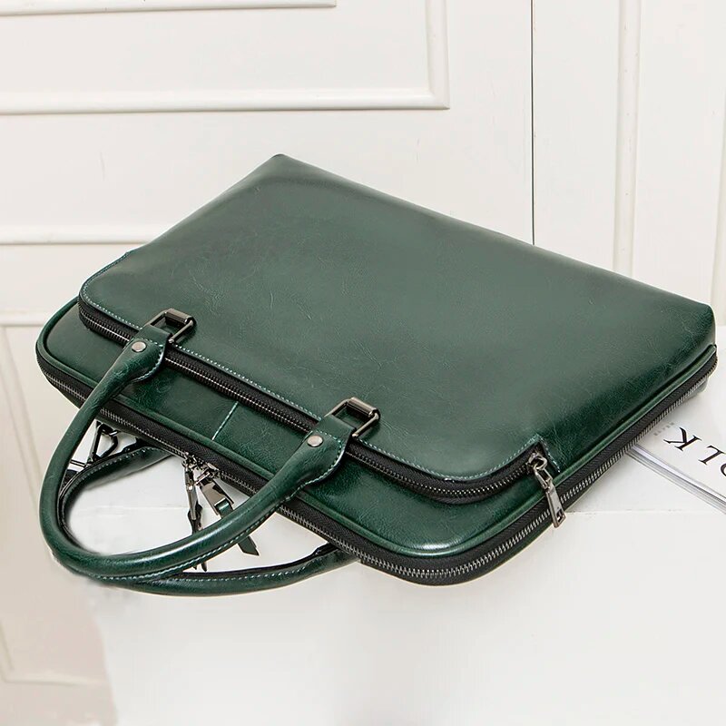OLNYLO Женский кожаный портфель для ноутбука 14 дюймов Зеленый, Genuine Leather 07