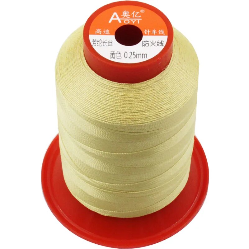 210D арамидная нить для шитья, огнестойкая, огнестойкая, желтая мерсеризованная нить из кевлара, устойчивая к высоким температурам резка 0.25mm