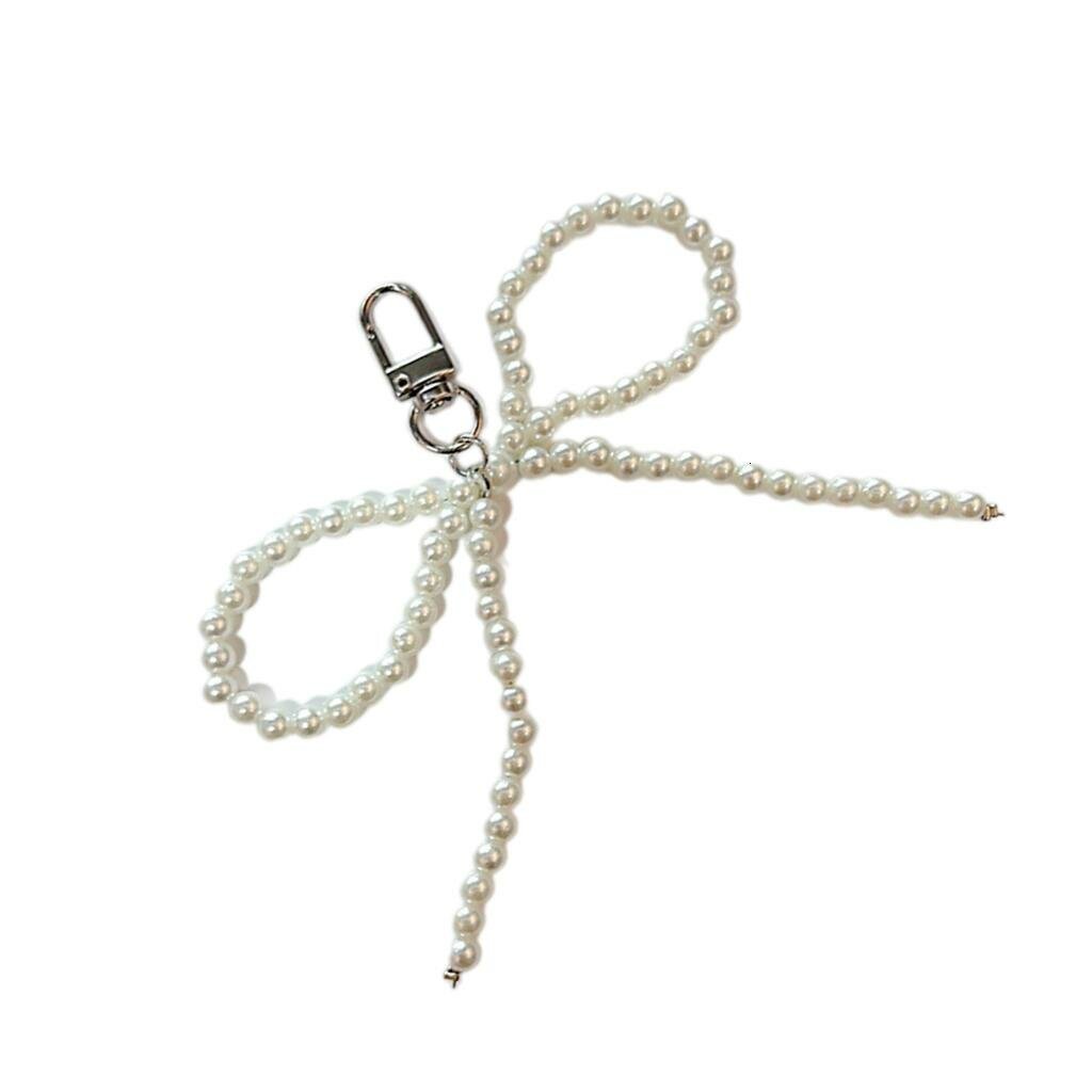 Брелок-сердечко с бусинами, жемчужный бант