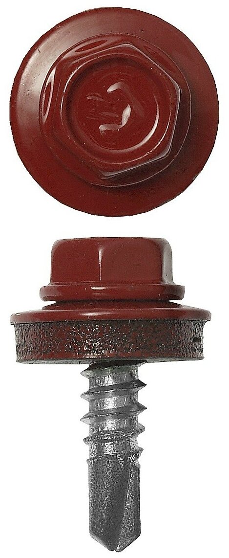 Кровельные саморезы ЗУБР СКМ Профессионал рубиново-красный 25 х 5.5 мм 1800 шт RAL 3003 с шайбой 16 мм и прокладкой EPDM 2 мм