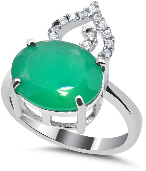 Кольцо, серебро, 925 проба, фианит, агат