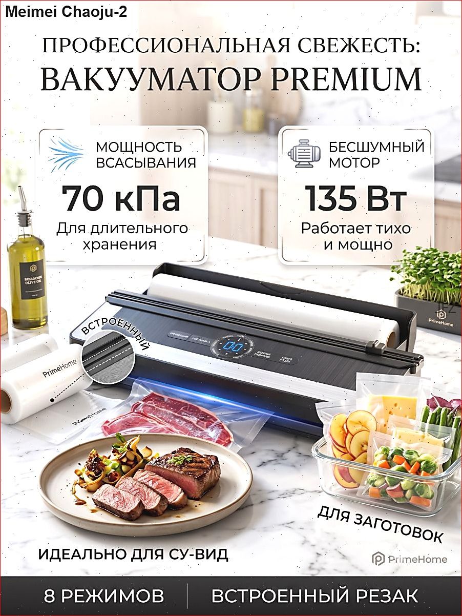 Встраиваемый вакууматор с резаком для продуктов, заготовок и су-вид