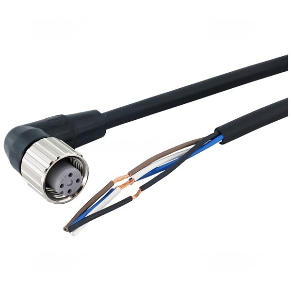 XS2F-M12PUR4A10MLED Кабель с гнездом M12, 4 провода, угловой, PUR, 10м, LED