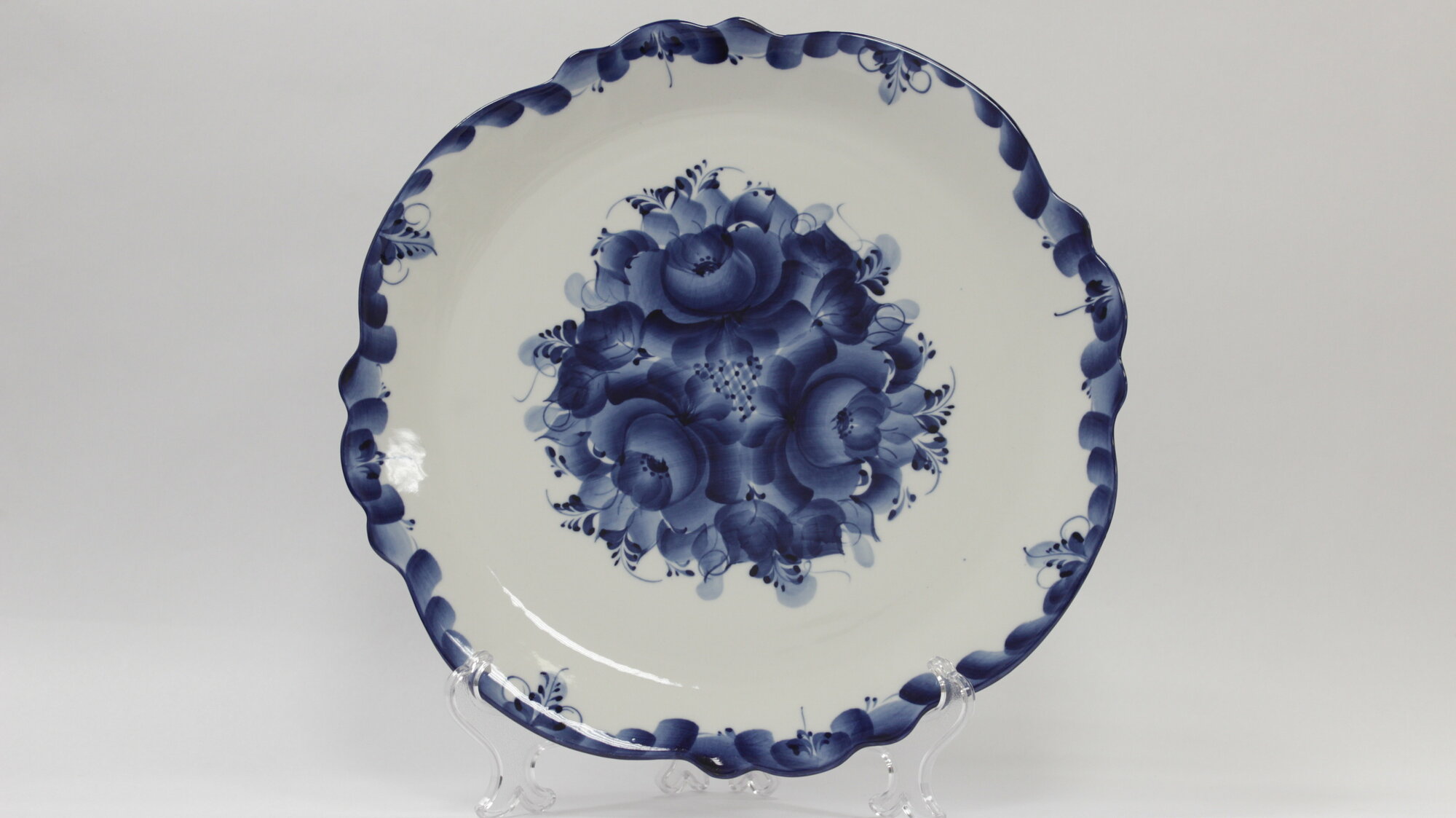 Блюдо "Юбилейное", фарфор, Гжель