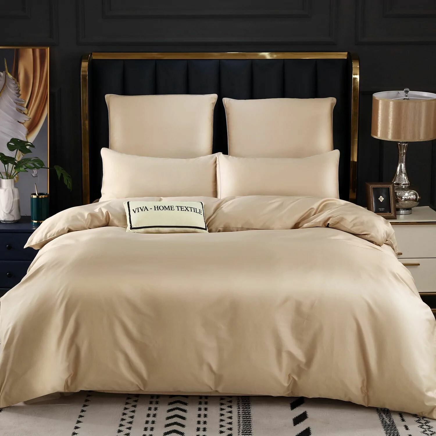 Ситрейд Постельное бельё Однотонный Сатин Премиум на резинке Двуспальный