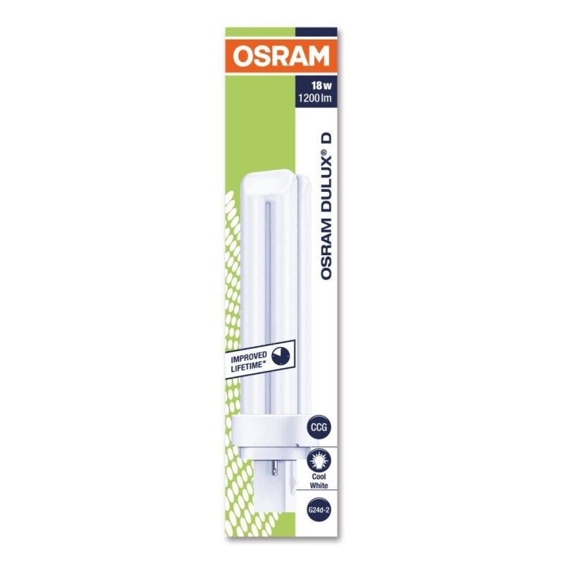 Лампа люминесцентная Osram компактная неинтегрированная CFL DULUX D, 18W/840 G24D-2 (4099854122958)