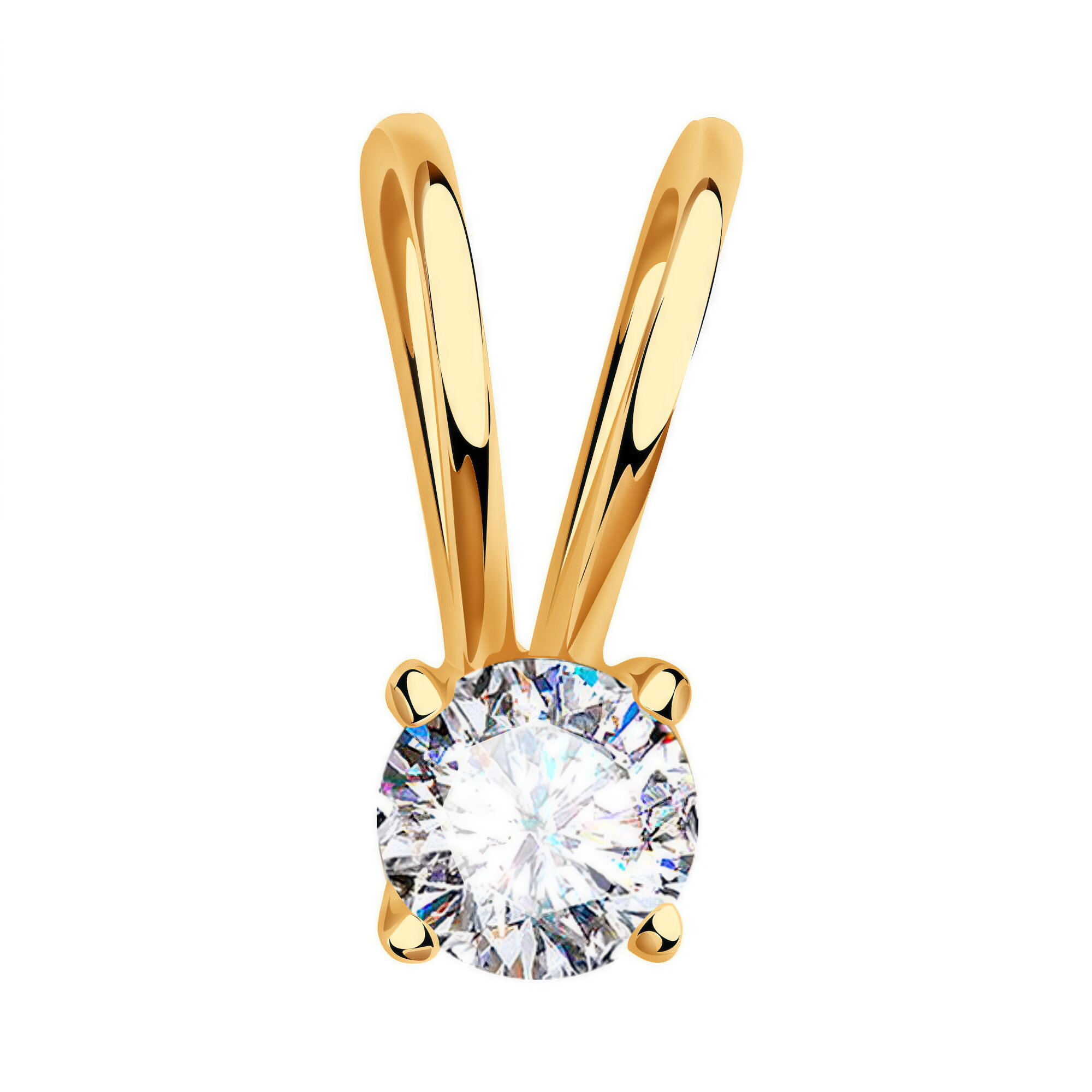 Подвеска, красное золото, 585 проба, фианит