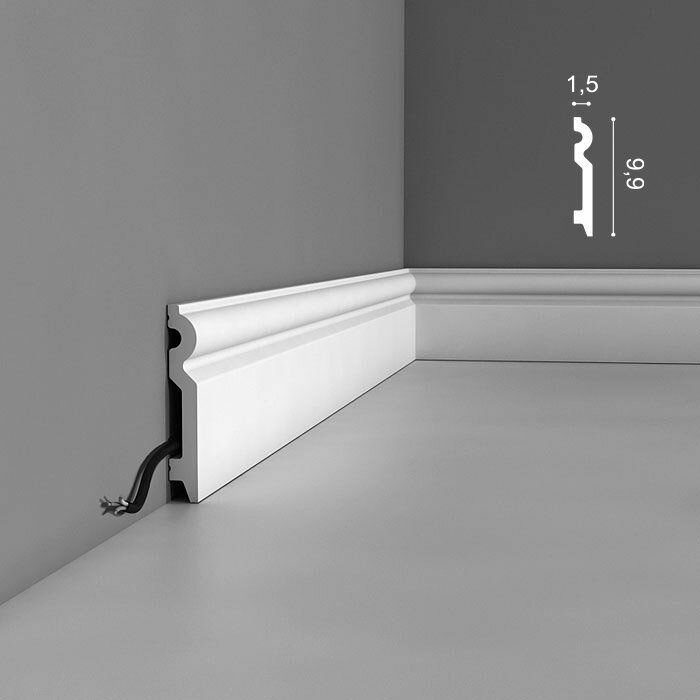 Плинтус Orac Decor SX137 Д200xШ1.5xВ9.9 см Лепнина из Дюрополимера / Орак Декор.