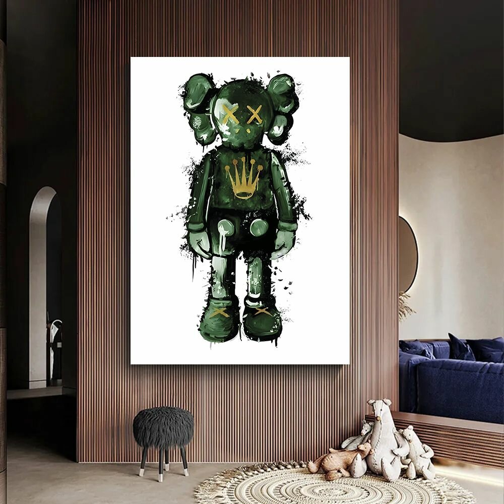 Картина Kaws "Bear Bric", на холсте, на подрамнике, 50x70 см