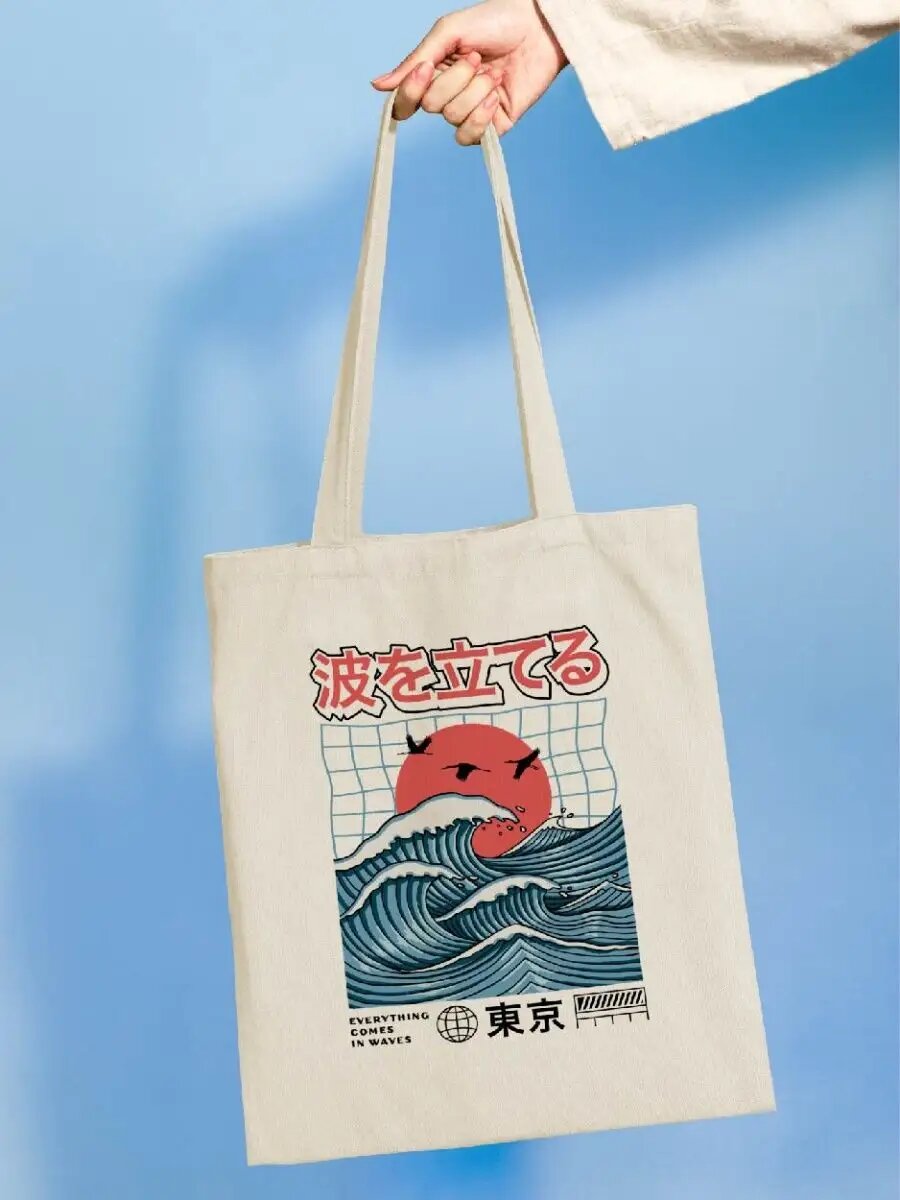 Сумка шоппер  с принтом Япония, дракон