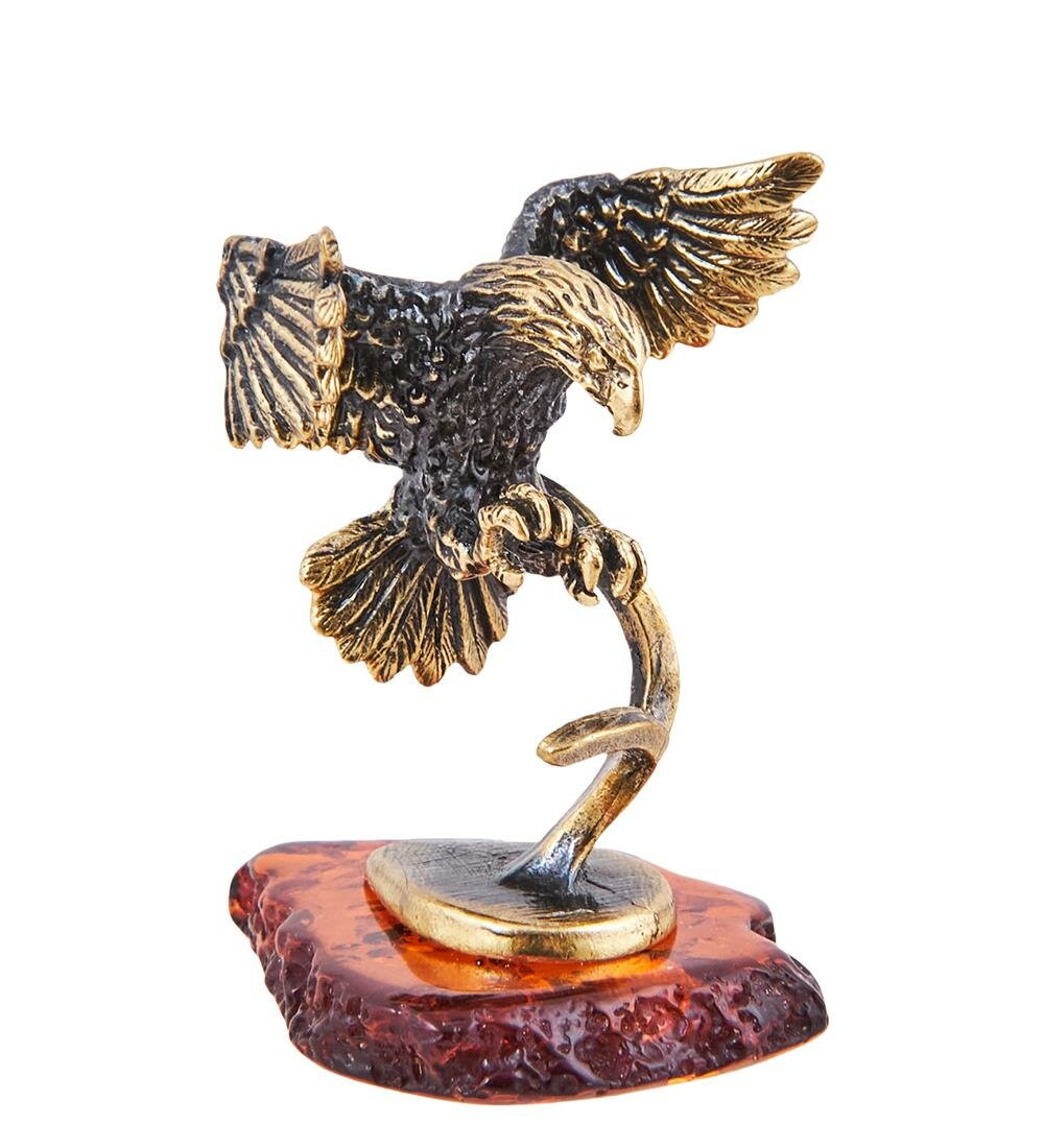 Фигурка Орёл на охоте (латунь, янтарь) A2182095 Народные промыслы, бронзовый