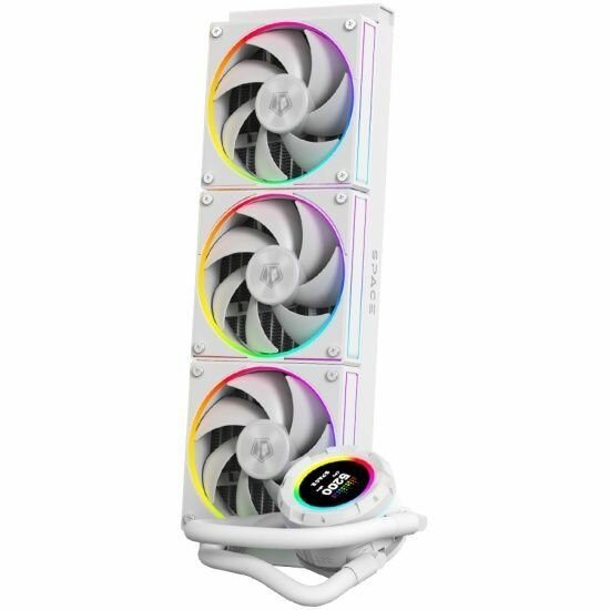 Кулер для процессора ID-Cooling Комплект водяного охлаждения SL360 XE WHITE LGA20XX/1700/1200/115X/AM5/AM4 (4шт/кор, TDP 350W, PWM, LCD Display, TRIPLE ARGB FAN 120mm, белый) RET