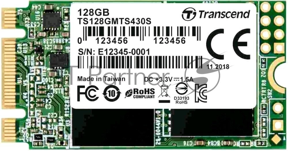 Накопитель SSD Transcend M.2 MTS430 SATA-III 256GB 3D NAND TLC