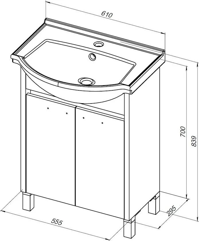 Тумба под раковину Aquanet Донна 55.5 00294390