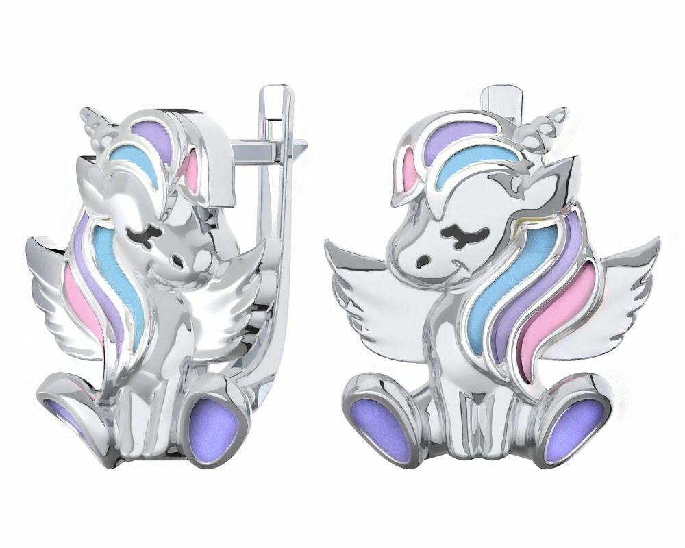 Серьги, серебро, 925 проба, эмаль