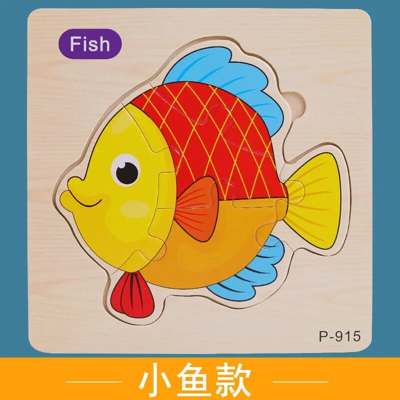 Деревянный 3D пазл с животными 4-fish