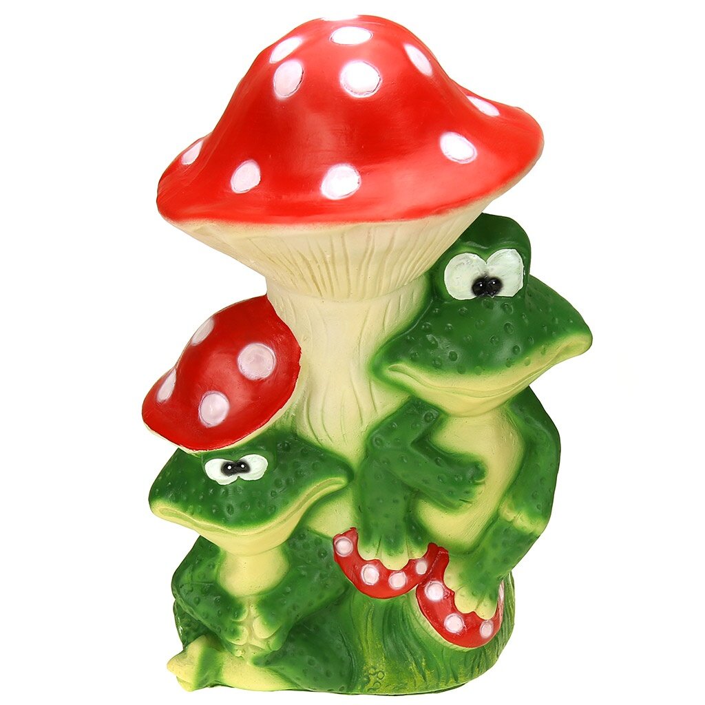 Скульптура-фигура садовая Домашняя Мода из полистоуна "Лягушки под мухомором", 26х40 см (12266)