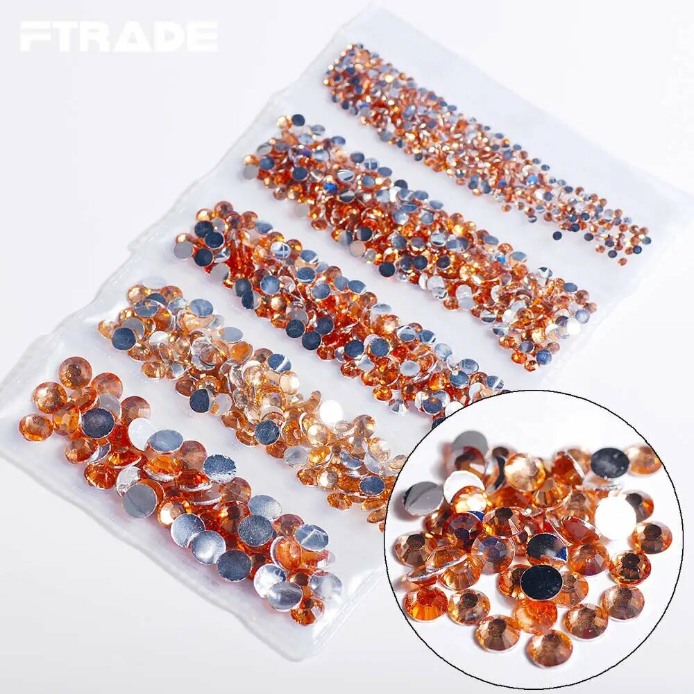 Стразы Hisenlee разноцветные 2-6 мм Оранжевый, Champagne