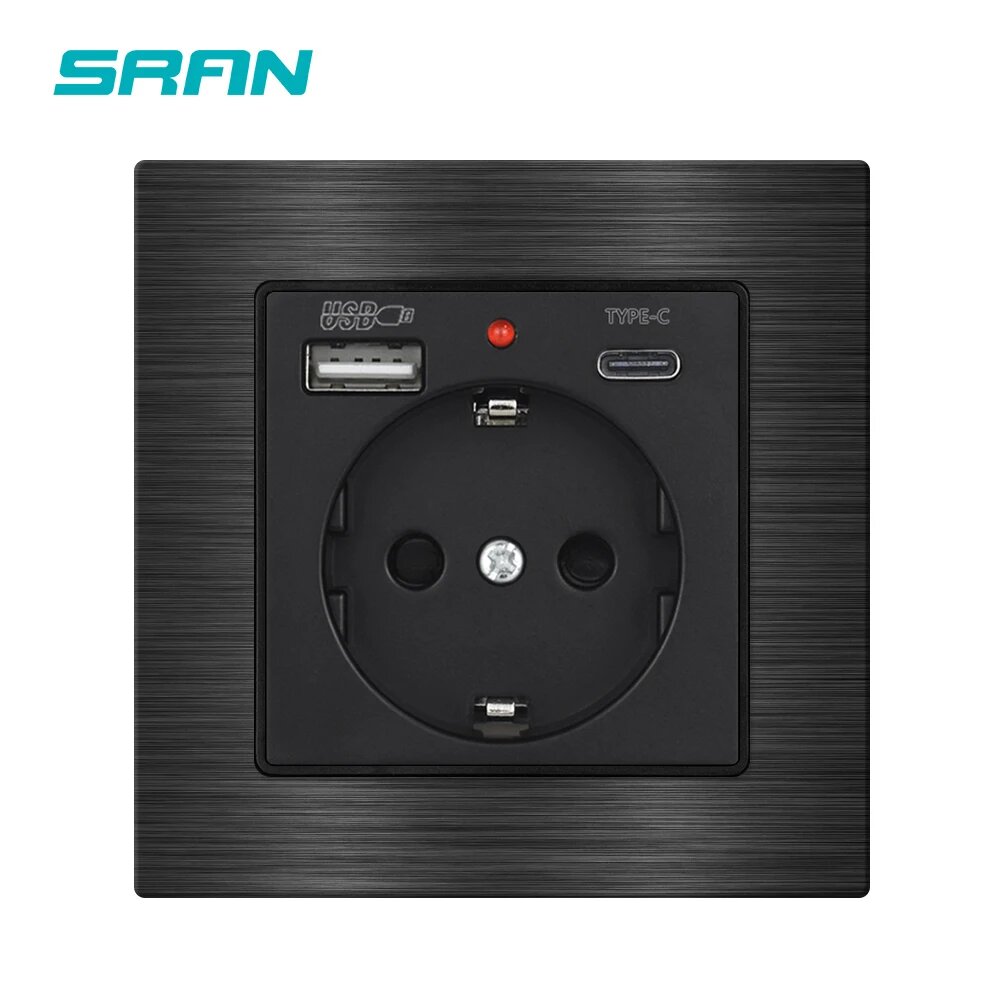 Розетка SRAN EU AC с USB Type-C