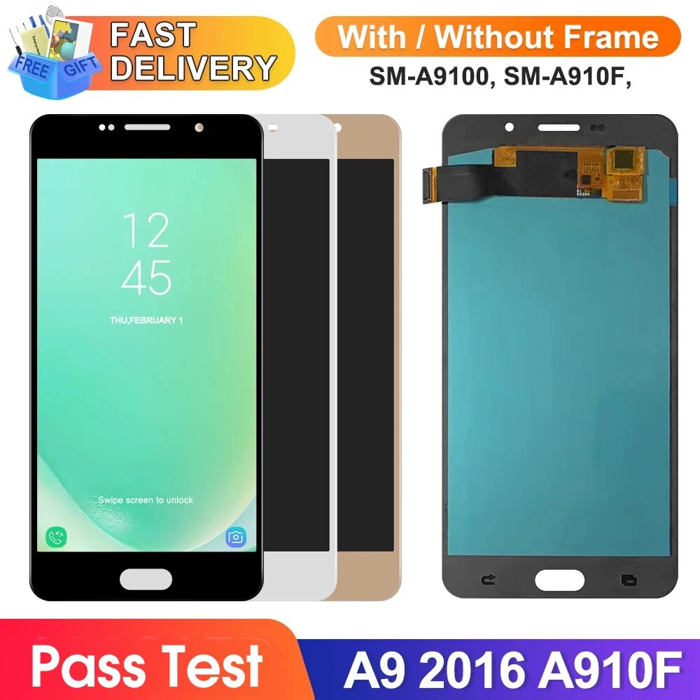 6,0-дюймовый дисплей Super Amoled для Samsung Galaxy A9 Pro 2016 A910 A910F A9100, oRIG Black
