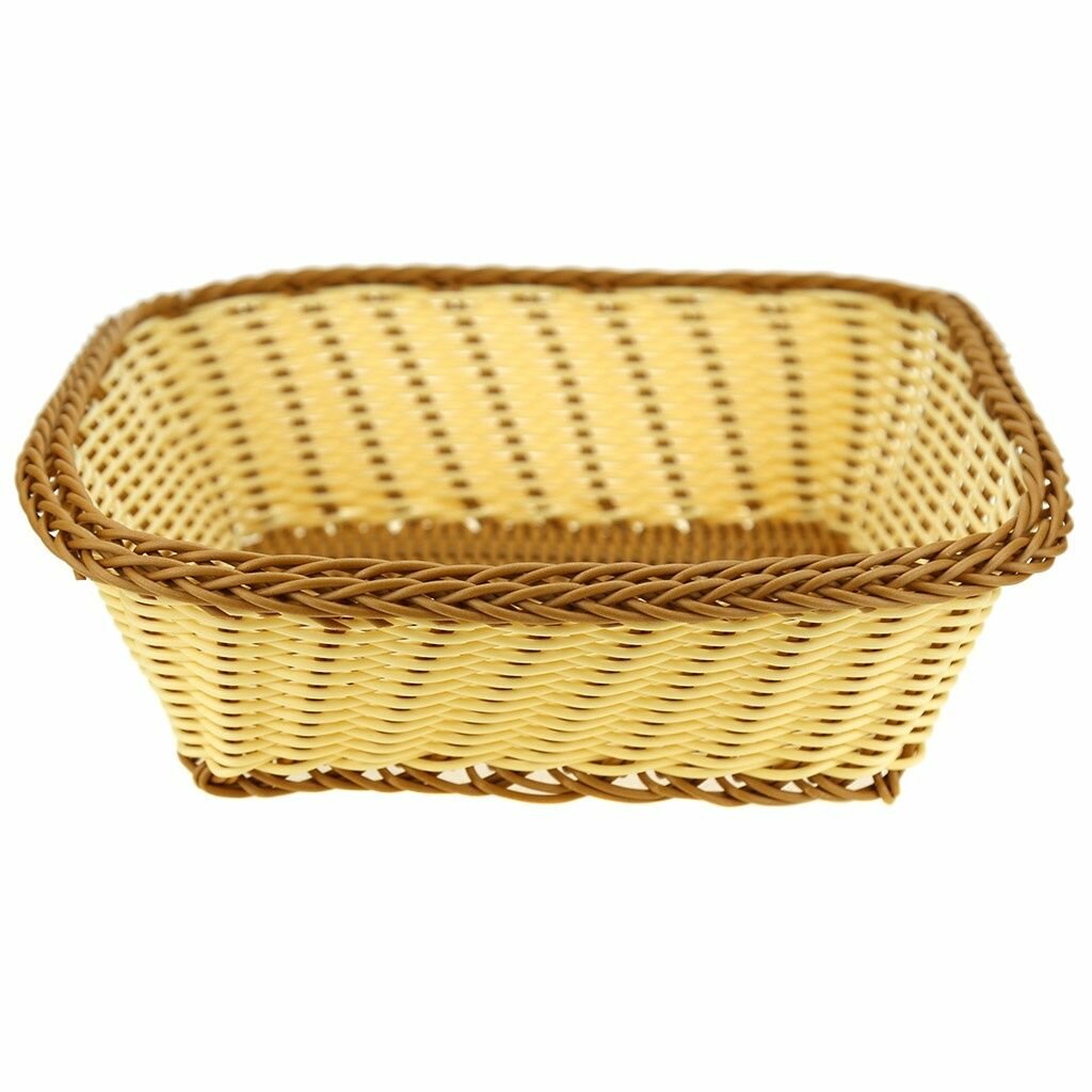 Корзина-сухарница КНР плетеная "Кофе с молоком", 26х26 см, высота 8 см, полипропилен, форма квадратная