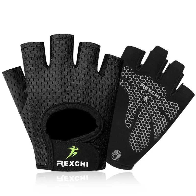 Перчатки вело спортивные REXCHI черные, размер S, полупальцевые