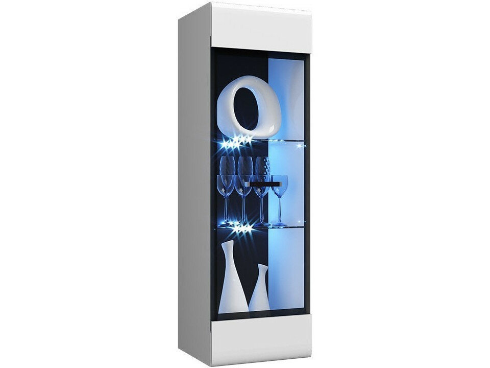 Современный Пенал-стекло навесной, исп.2 Белый глянец, Белый (МДФ)