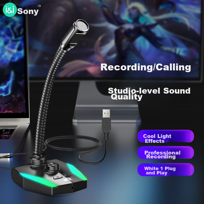 Soaiy Computer Microphone MK1 for Desktop, Laptop, Online Classes, E-Sports Gaming, Voice Recording, Desktop Meetings, Condenser, Live Streaming, PUBG, USB Version Black