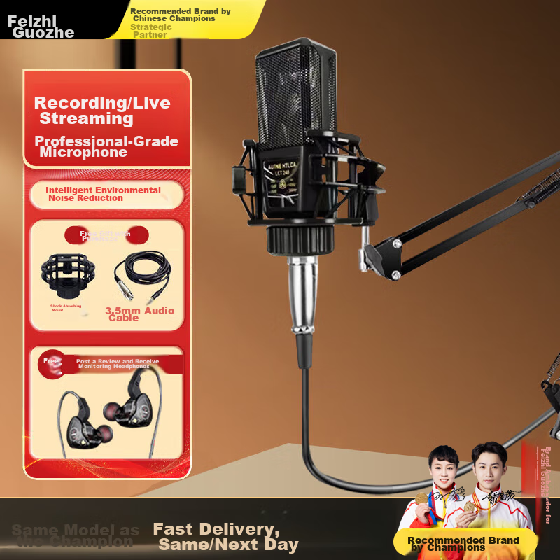 Zhiguozhe [Recording Studio Sound Quality] Computer Microphone Dynamic Desktop Sound Card Live Streaming E-Sports Condenser Gaming Karaoke Recording Host Equipment Microphone for Desktop, Mobile Phone, Laptop 3.5mm