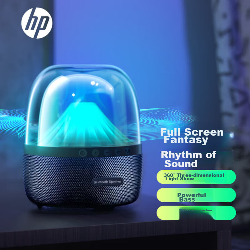 HP S03 Bluetooth Speaker, Colorful Glass Design, Dynamic Sound, for Computer And Phone, Home Use, Mini Subwoofer, Small Portable Outdoor Wireless TWS Connected Speaker