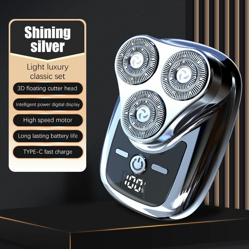 Электробритва с тремя лезвиями и цифровым дисплеем, USB-зарядка, мужской триммер для бритья, Съемное лезвие, Моющаяся Мини-бритва=v=