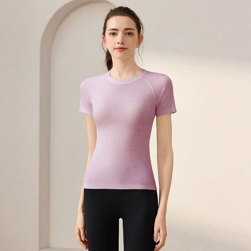 Весенний и летний йога-топ для женщин, короткий рукав, высококачественный, для пилатеса, похудения, фитнеса, бега, спортивный топ, футболка