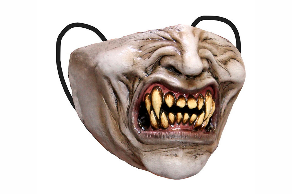 Полумаска Морда Вампир (челюсть, нижняя часть), серый латекс, размер универсальный