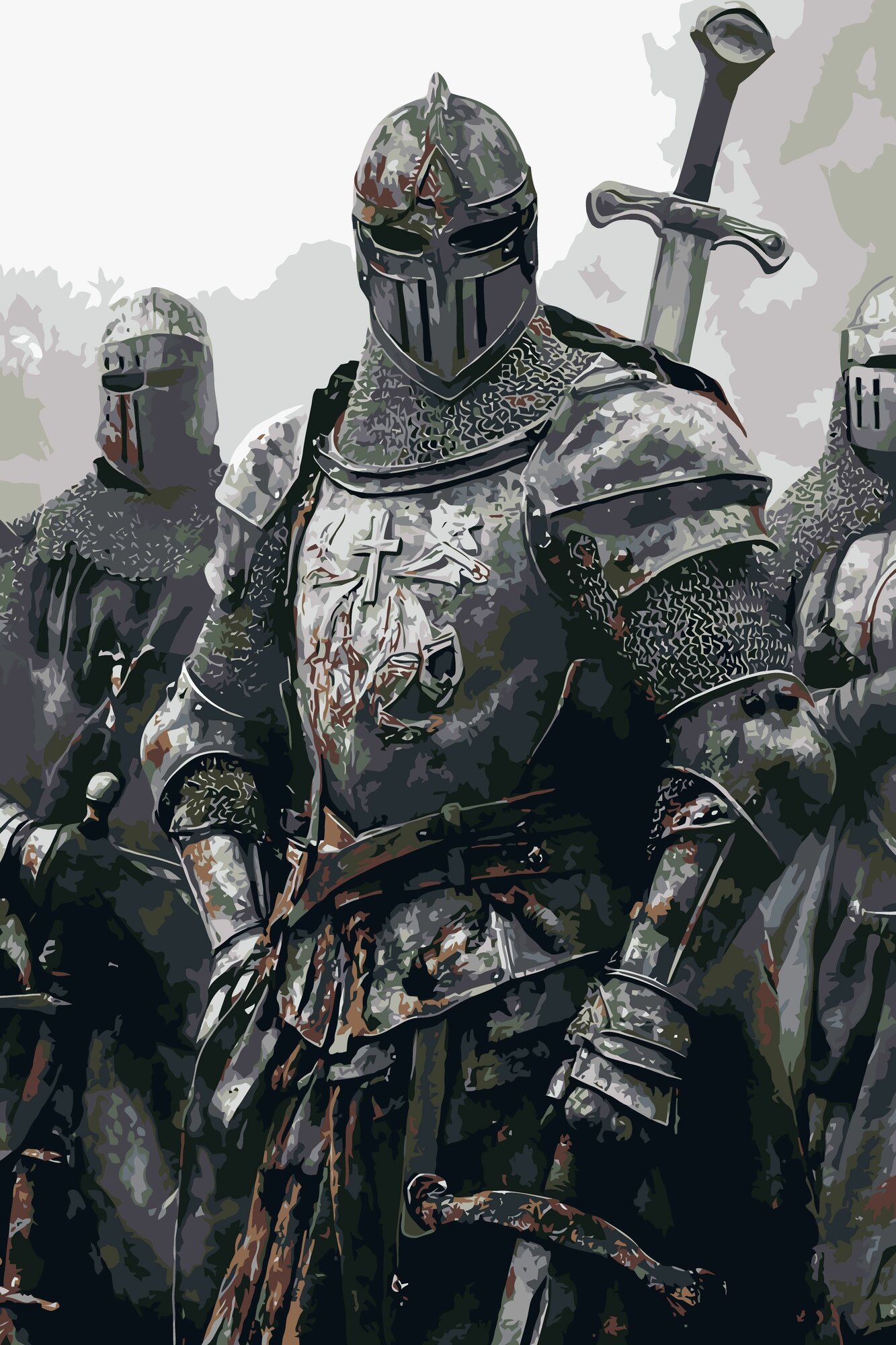 Картина по номерам X81 "Рыцари" 40х60 см