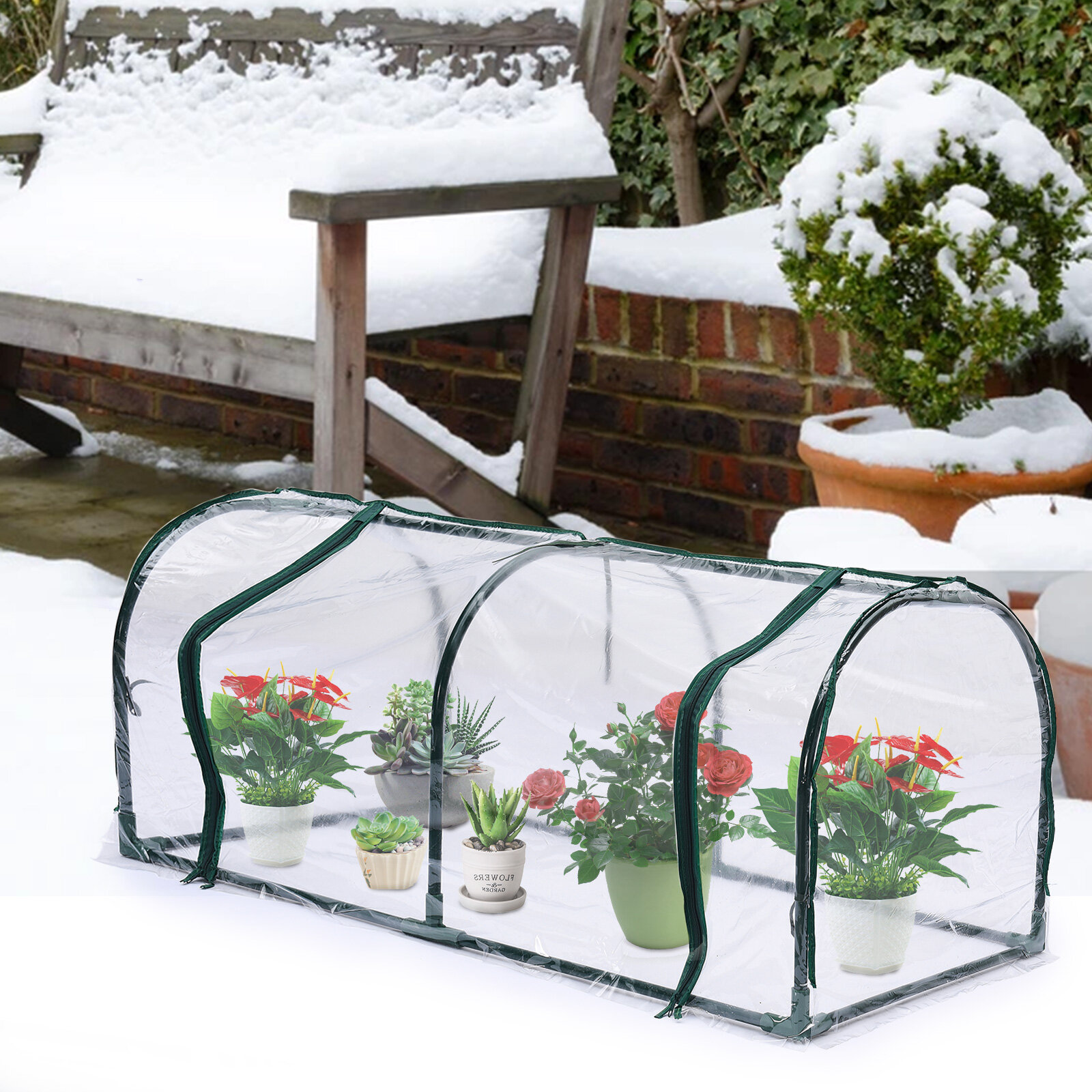 Теплица для растений из ПВХ с металлическим каркасом 1,2x0,6x0,5 м Мини-дом для растений для садовых растений в горшках