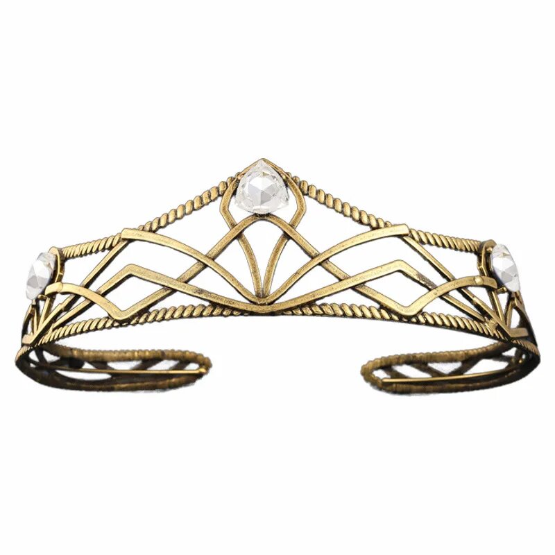 Золотая тиара с кристаллами George Black Gold White