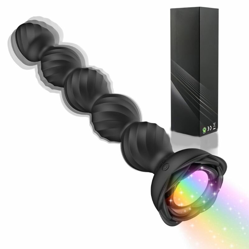 Красочная розовая светящаяся анальная пробка-черное приложение с коробкой