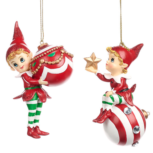 Набор елочных игрушек Эльфы Лианор и Лунария - Christmas miracles 11см, 2 шт, Goodwill, TR19090-набор