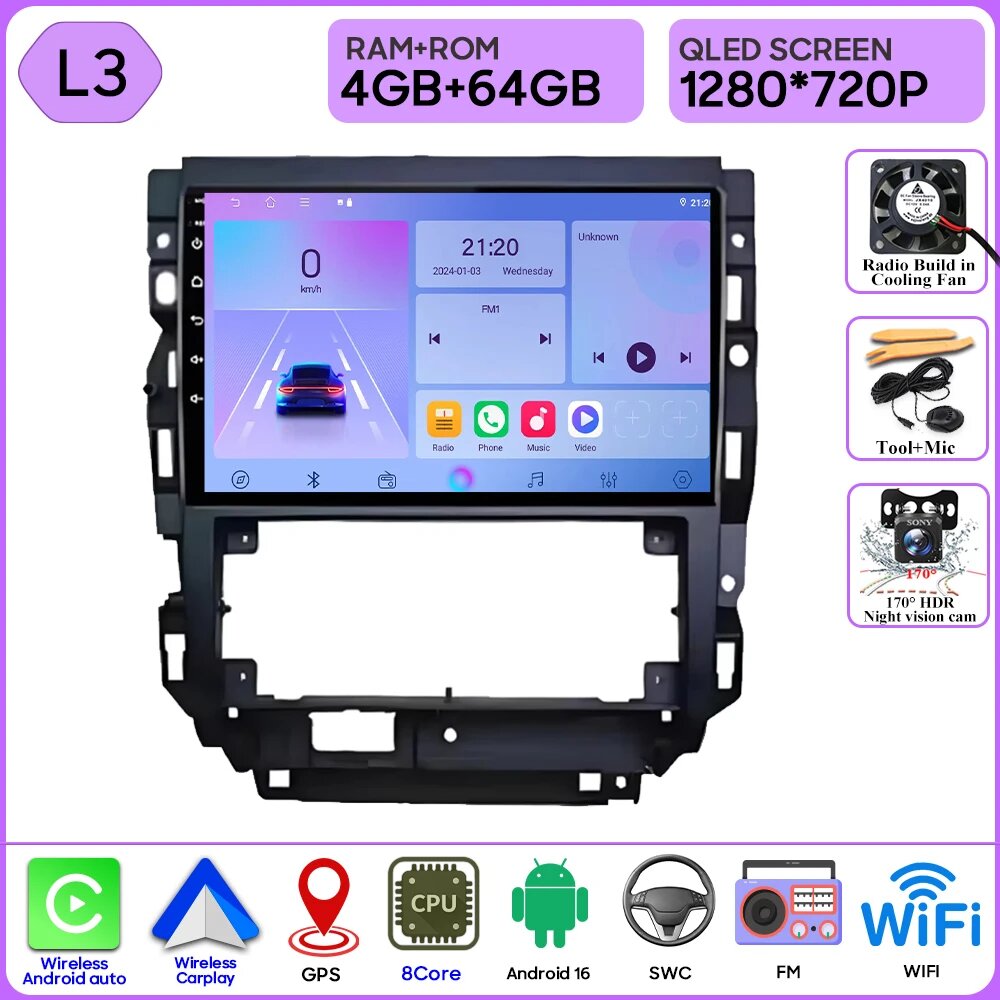 Android 15 для Volkswagen Golf 4 Mk4 Jetta 2004-2008 Автомобильный радиоприемник Carplay Мультимедийный плеер GPS-навигация Wi-Fi Видео Стерео 2din 4-64-AHD