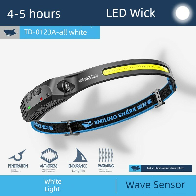 Новая уличная сверхяркая фара Smiling Shark, фонарь для ночной рыбалки, патрульный фонарь, интеллектуальный датчик