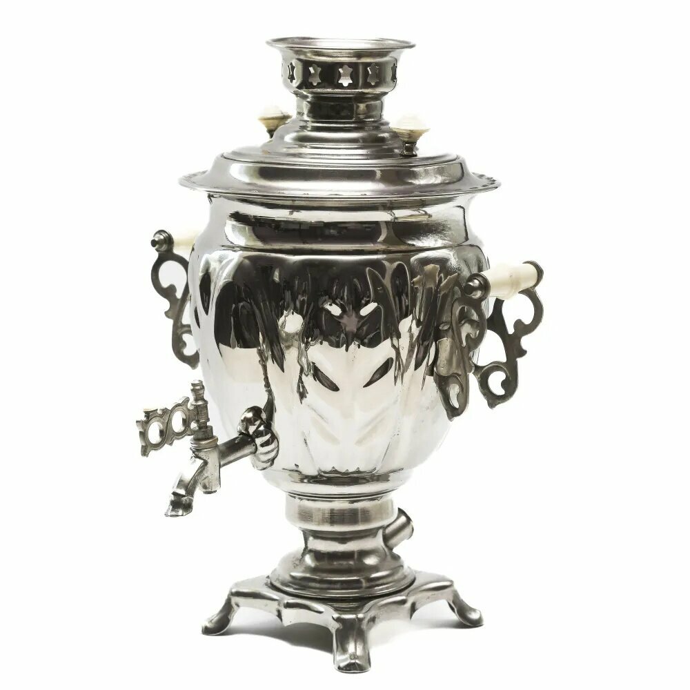 Электрический самовар Электрический самовар никелированный желудь с узором, черно-серый