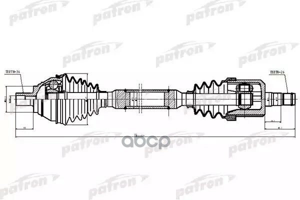 Полуось передн прав_VOLKSWAGEN: CC, JETTA, PASSAT, RABBIT 09-10 2.5 PATRON арт. PDS6877