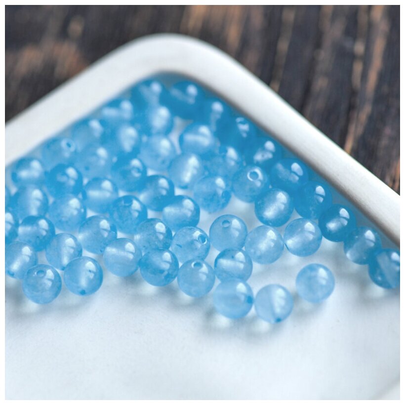 Нефрит малайзийский Бусины натуральные 36 шт, цвет голубой, размер 6 мм
