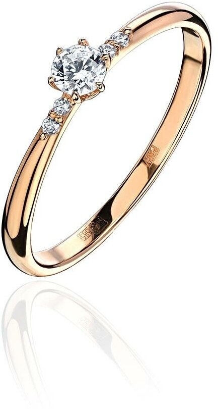 Кольцо, красное золото, 585 проба, фианит