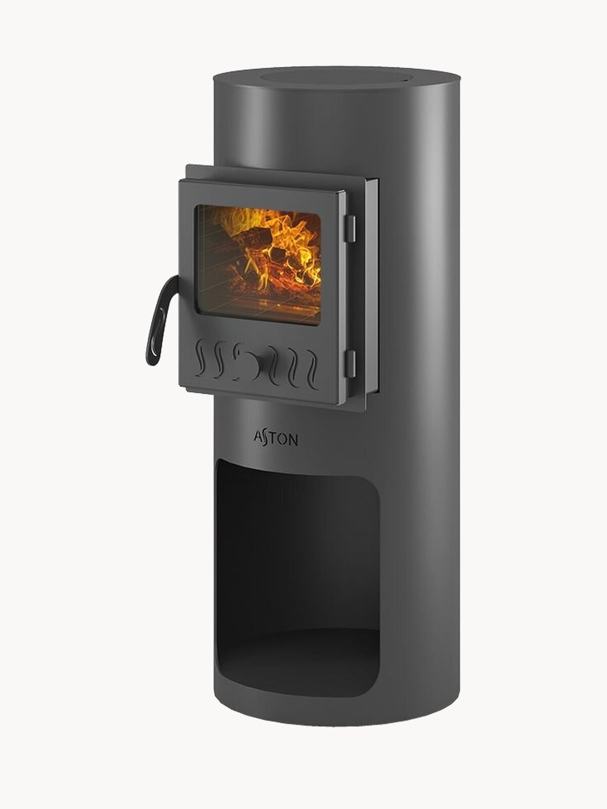 Печь-камин ASTON "Dachnaya", сталь, стекло, 7 кВт, 100м3, чёрная