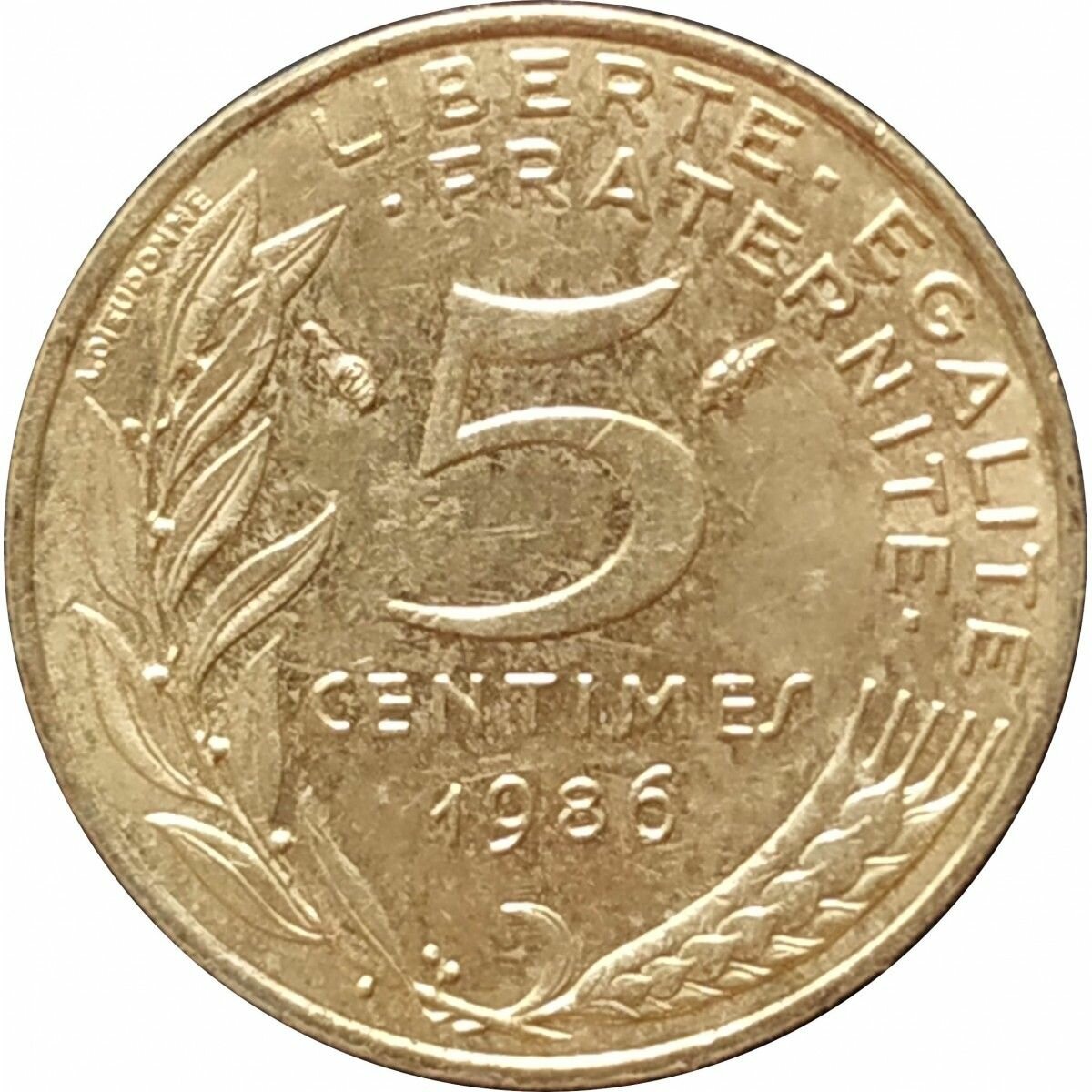 5 сантимов 1986 Франция из оборота