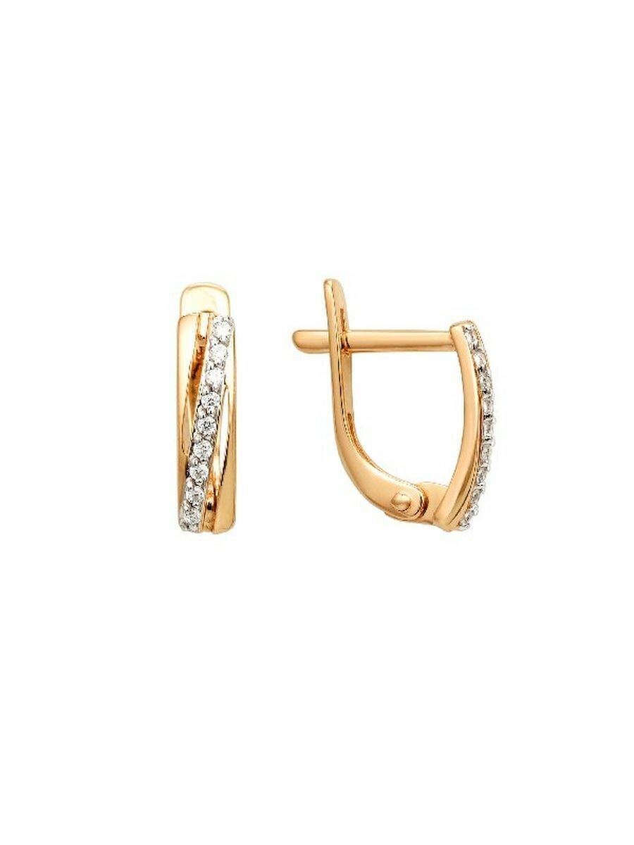 Серьги, красное золото, 585 проба, фианит