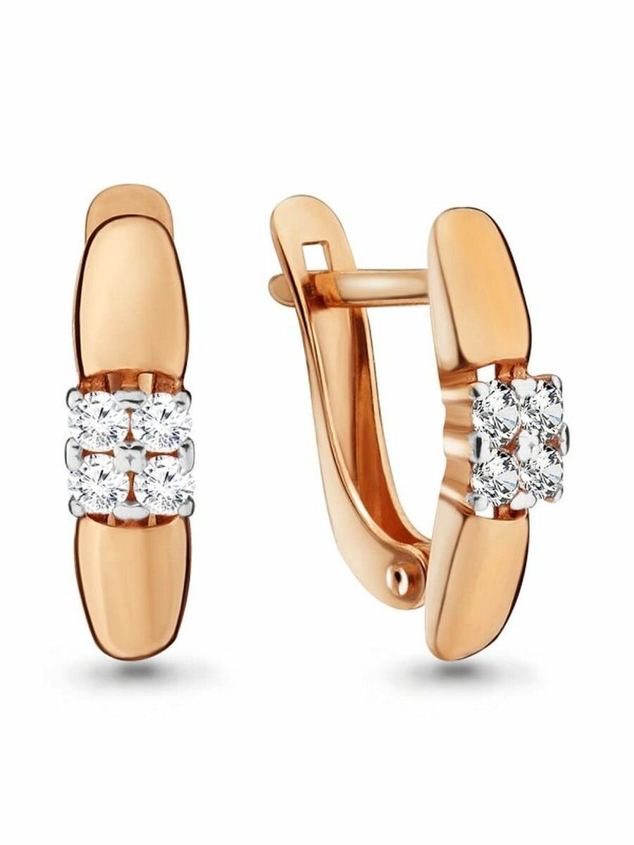 Серьги, красное золото, 585 проба, фианит
